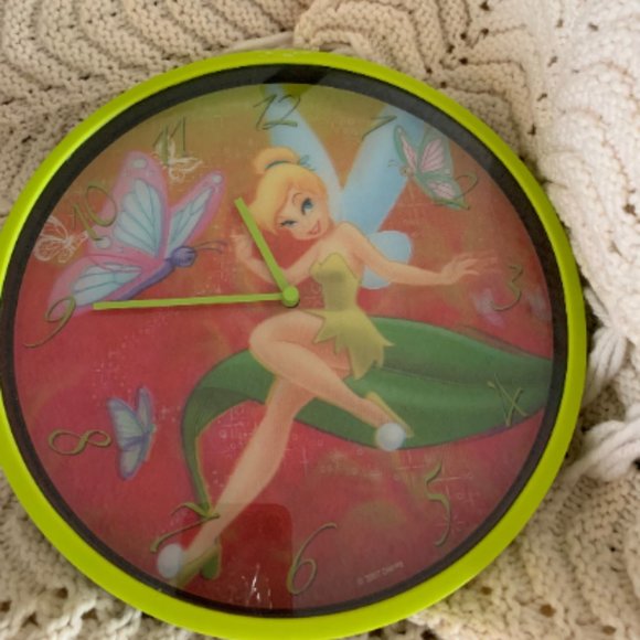 Disney | Other | Euc Vintage Tinkerbell Plastic Wall Clock | Poshmark
